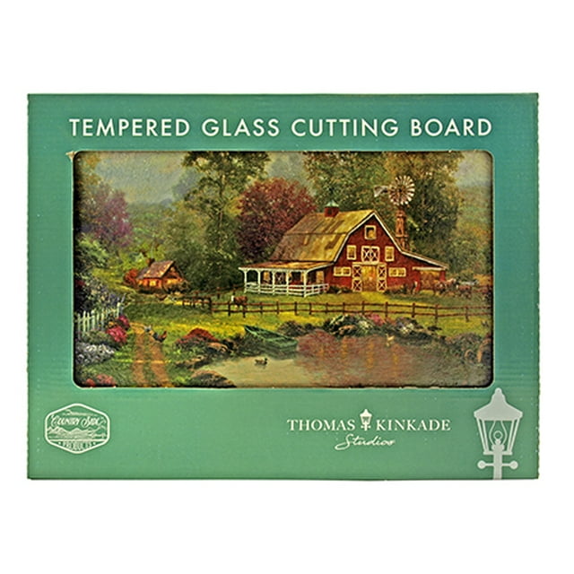 Thomas Kinkade Country Farm House Tempered Glass Cutting Board ...