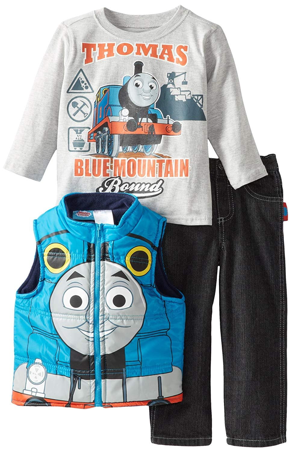 Thomas Little Boys' 3 Piece Thomas Vest Pullover And Pant, Blue, 2T ...