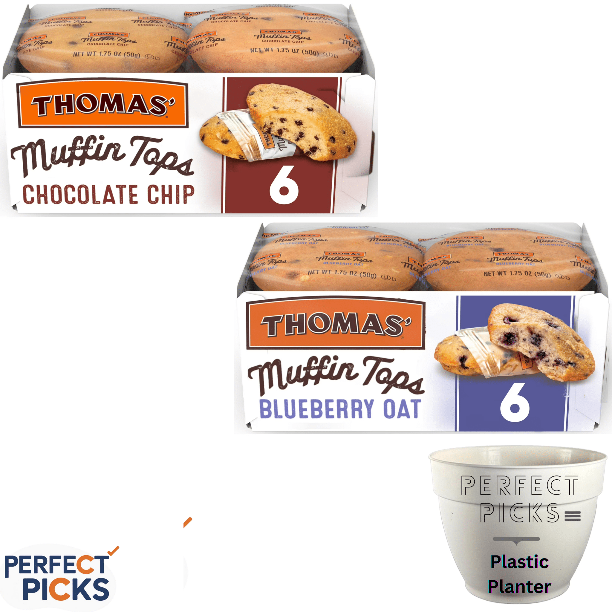 Thomas' Muffin Tops Variety Pack of , Blueberry & Chocolate , 12 Packs ...