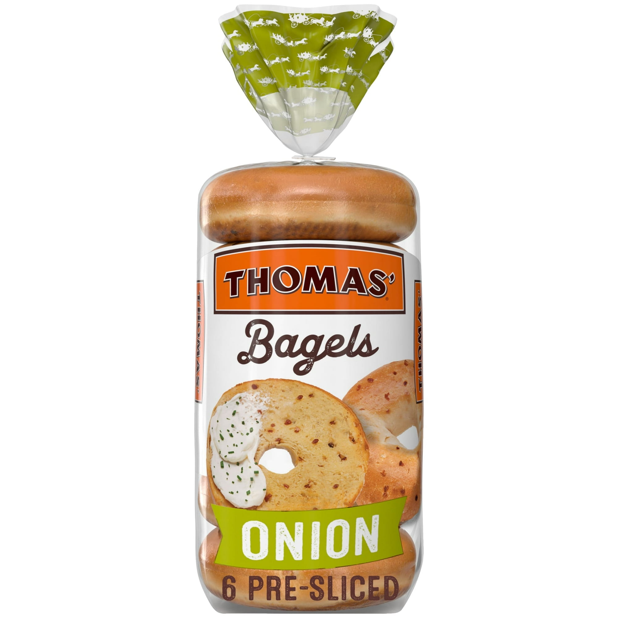 Thomas' Onion Bagels, 6 Count, Pre-sliced Bagels, Crunchy Toasted ...