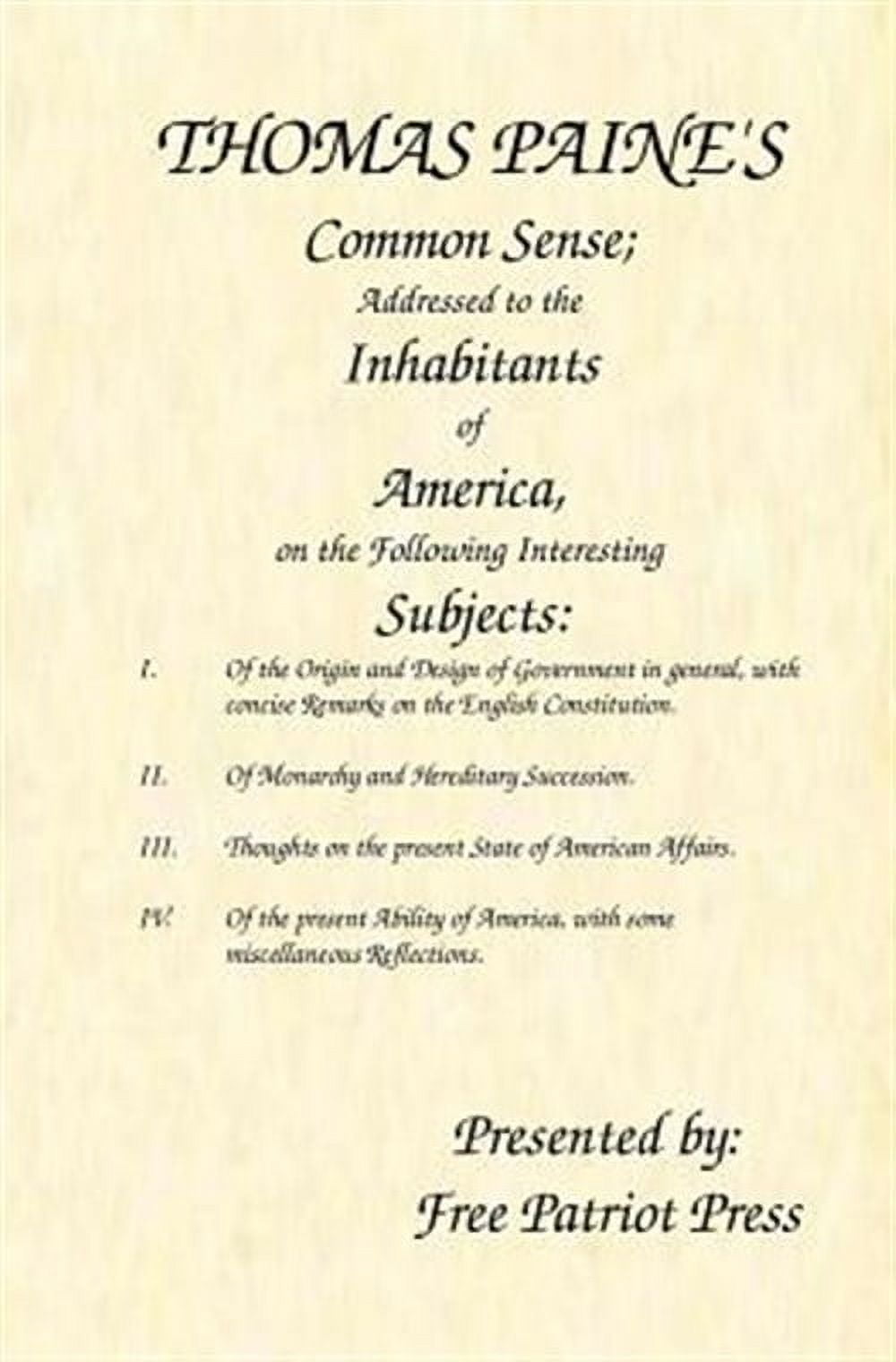 Thomas Paine's Common Sense - Walmart.com