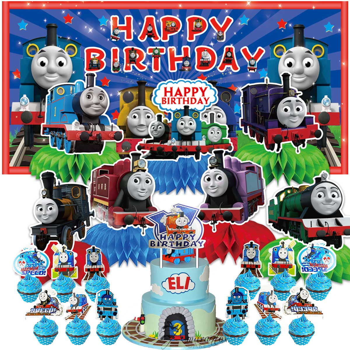 Thomas Party Decorations Decor Supplies Honeycomb Centerpieces Table ...