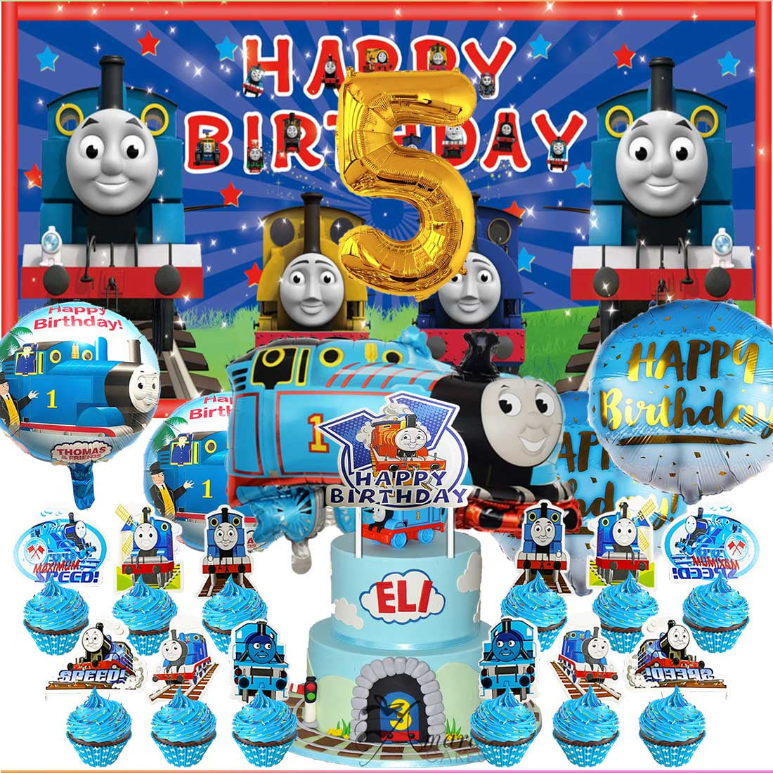 Thomas Party Supplies Decor 5th Kit Balloons Birthday Cake Topper ...