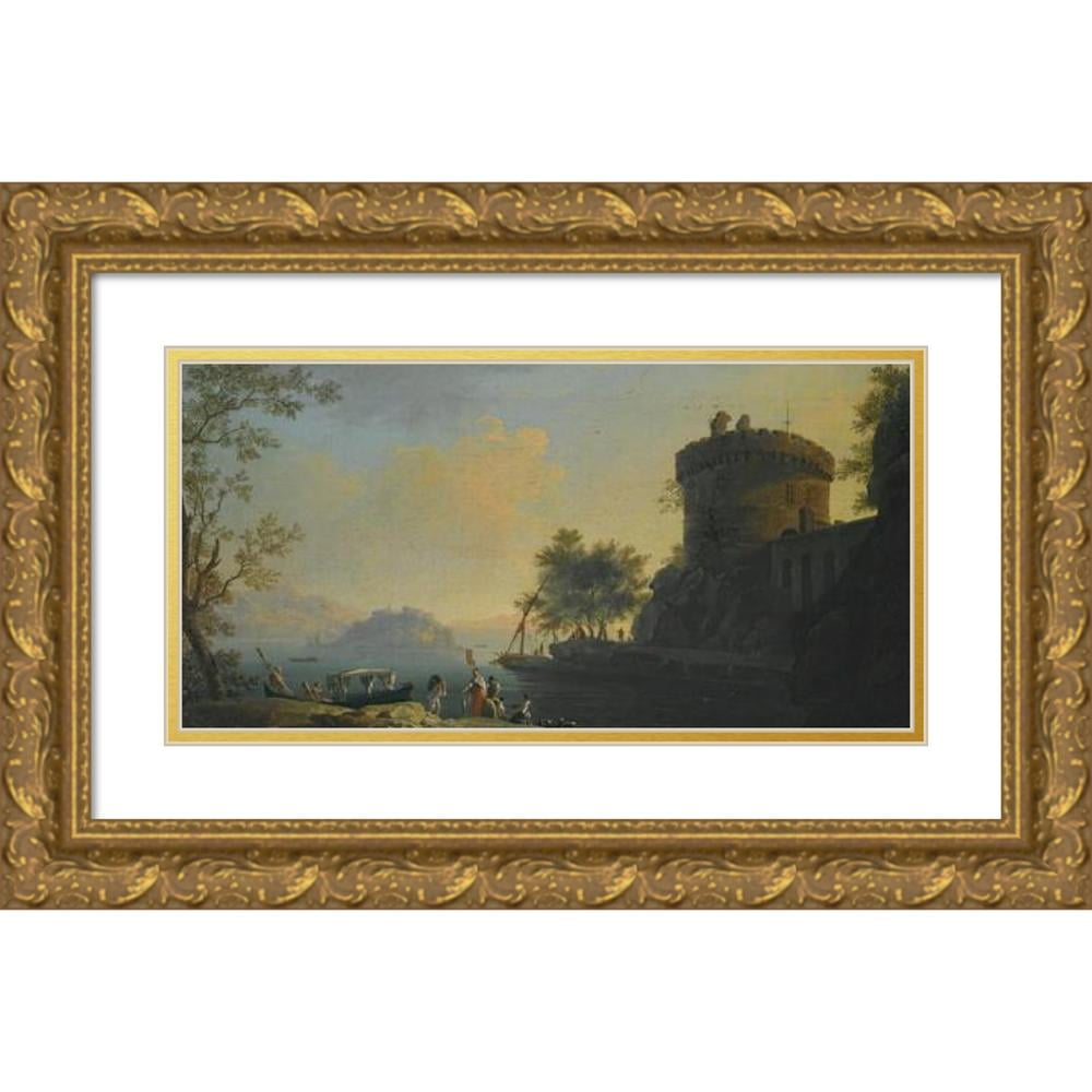 Thomas Patch 18x11 Gold Ornate Wood Frame and Double Matted Museum Art ...
