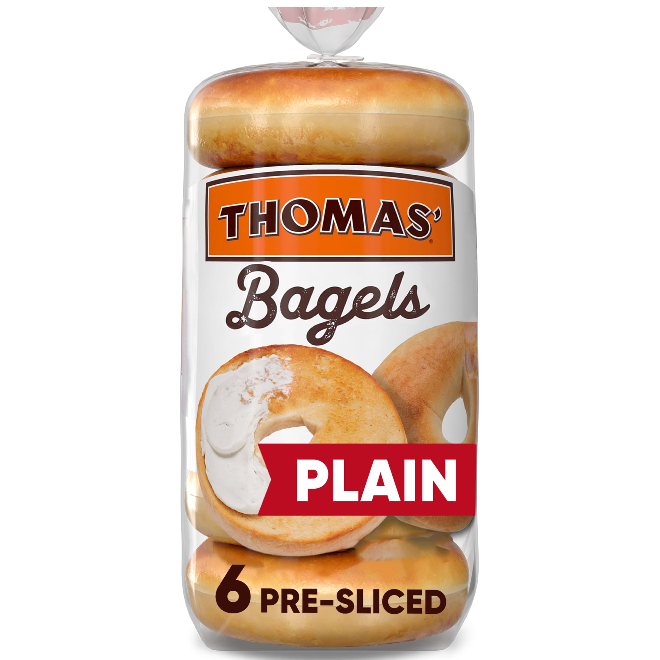 Thomas' Plain Bagels, 6 count, Pre-sliced Bagels, 20 oz Bag - Walmart ...