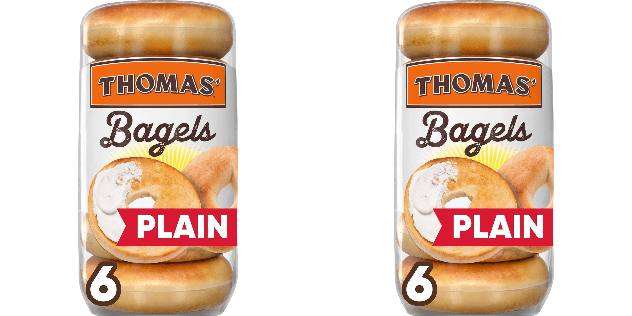 Thomas' Plain Bagels, 6 ct Pack of 2 - plain bagels, protein bagels ...
