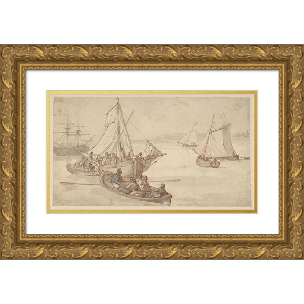 Thomas Rowlandson 18x12 Gold Ornate Wood Frame and Double Matted Museum ...