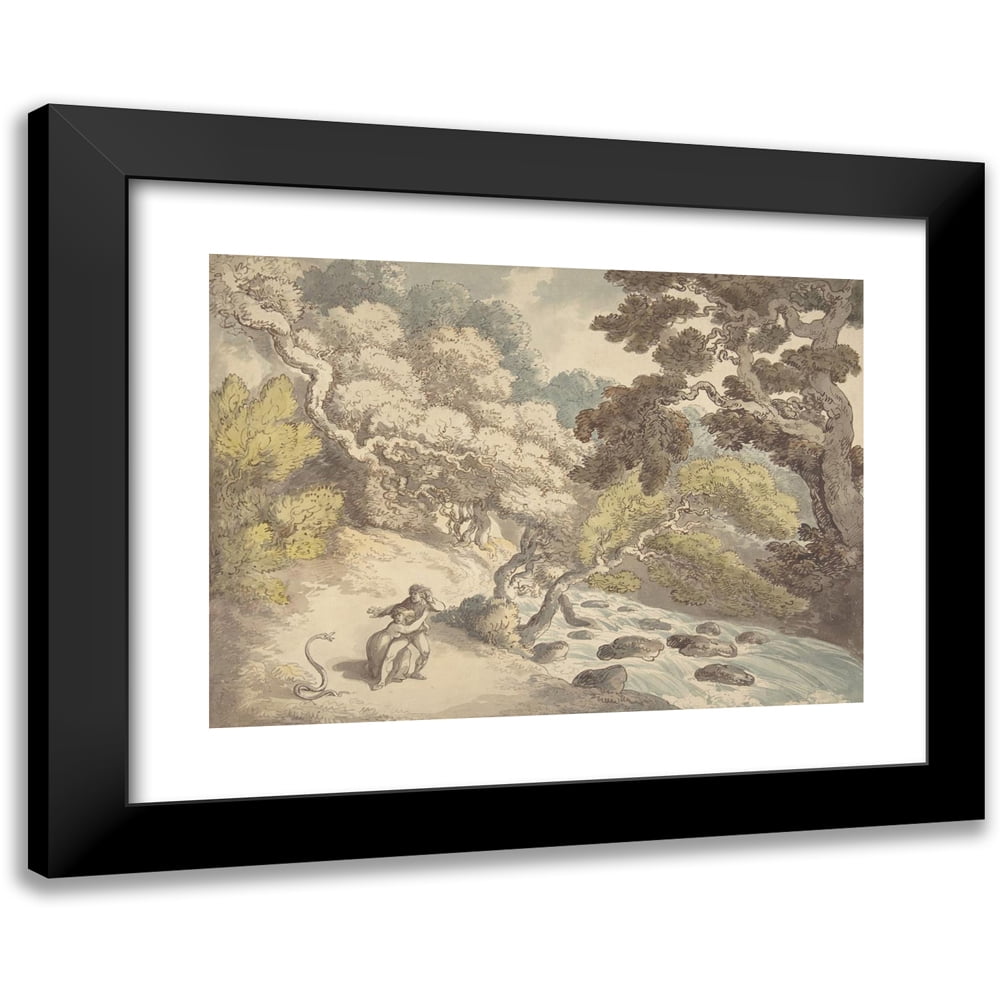 Thomas Rowlandson 18x14 Black Modern Framed Museum Art Print Titled - Landscape with Rushing ...