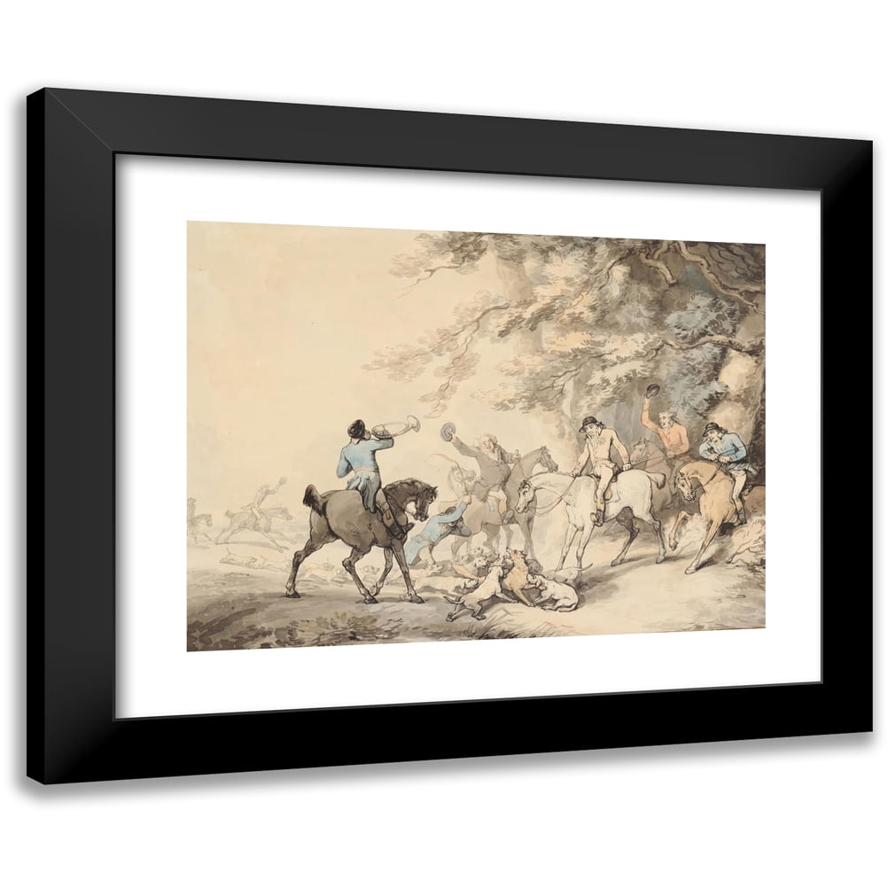 Thomas Rowlandson 18x14 Black Modern Framed Museum Art Print Titled - The Death of the Fox (C ...