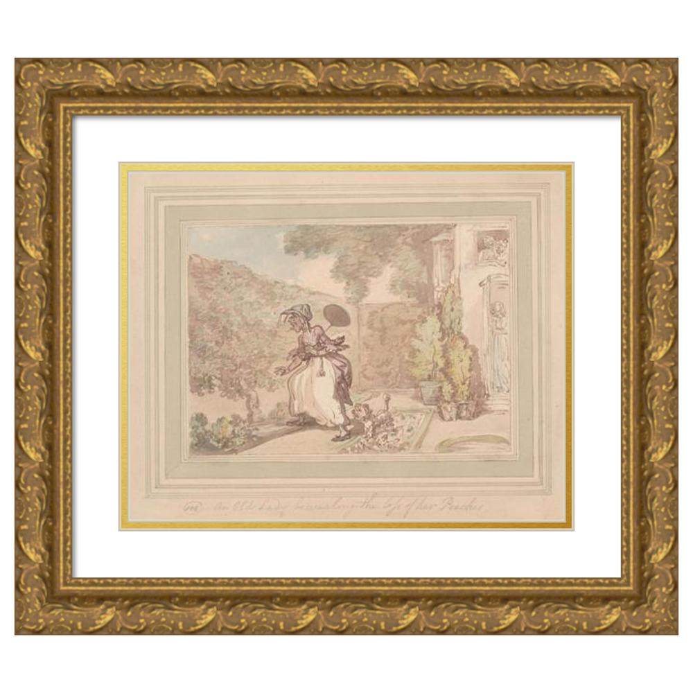 Thomas Rowlandson 18x15 Gold Ornate Wood Frame and Double Matted Museum ...