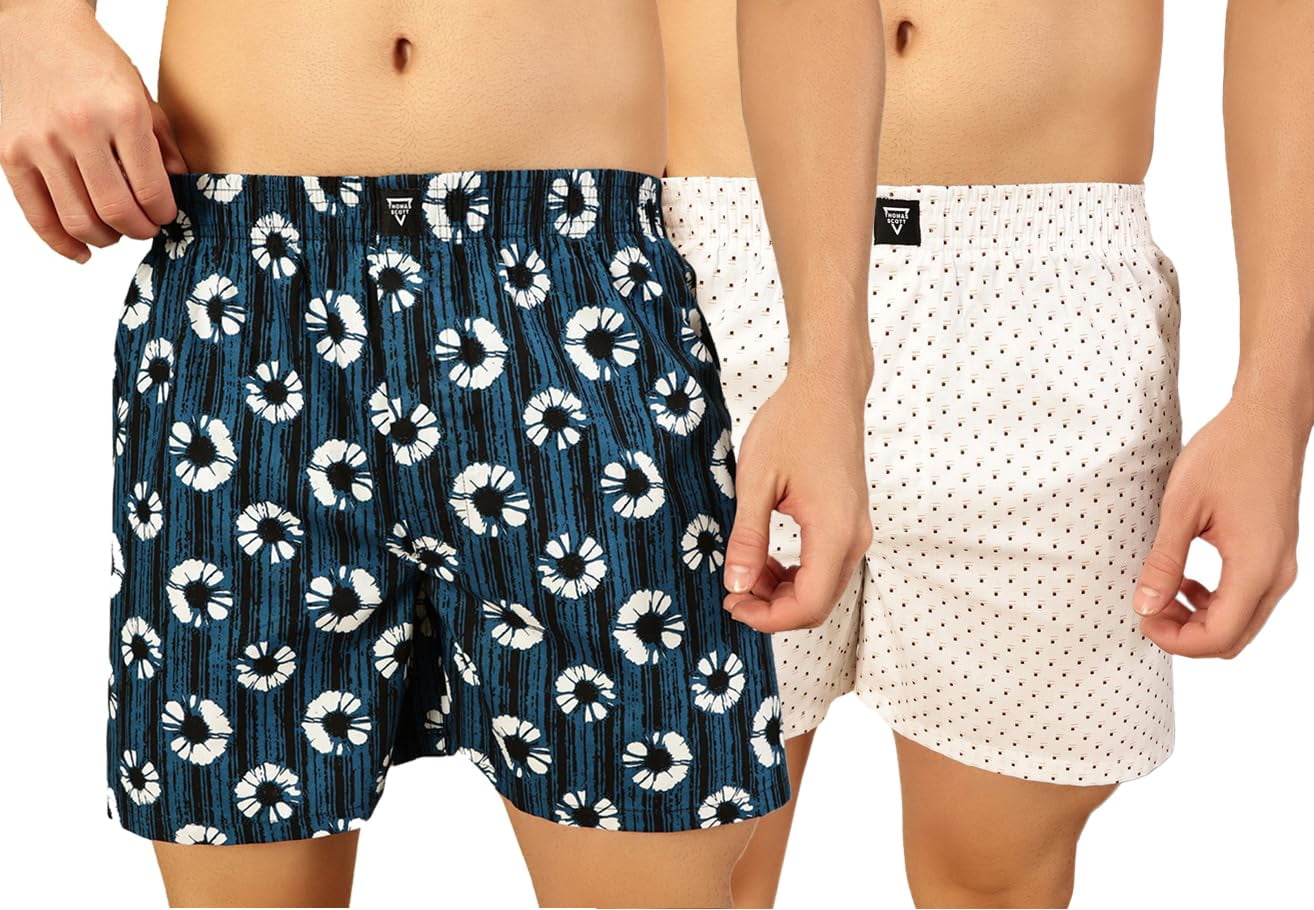 Thomas Scott Men'S 100% Cotton Printed Boxer Shorts | Regular Fit ...