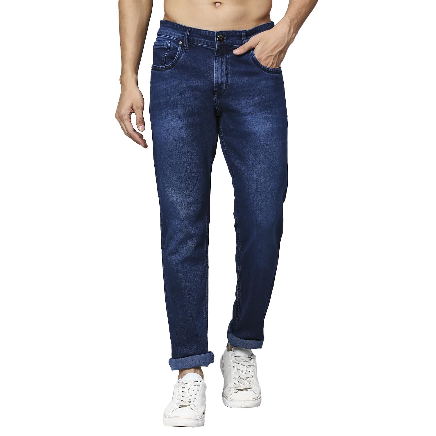 Thomas Scott Men'S Mid-Rise Regular Fit Stretchable Jeans (Tsj052_Blue ...