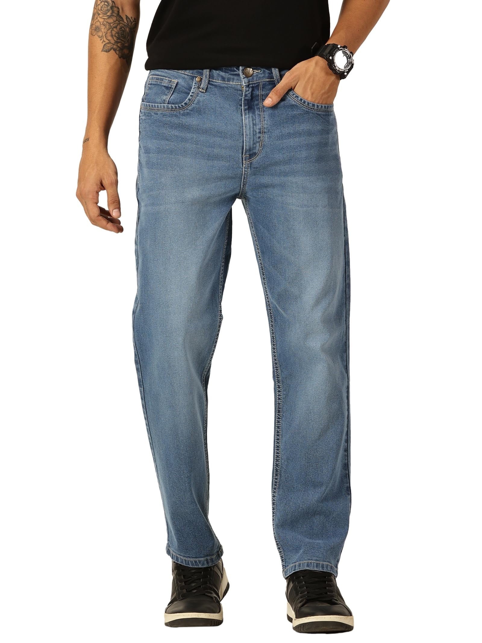 Thomas Scott Men'S Mid-Rise Regular Fit Stretchable Jeans (Tsj237 ...