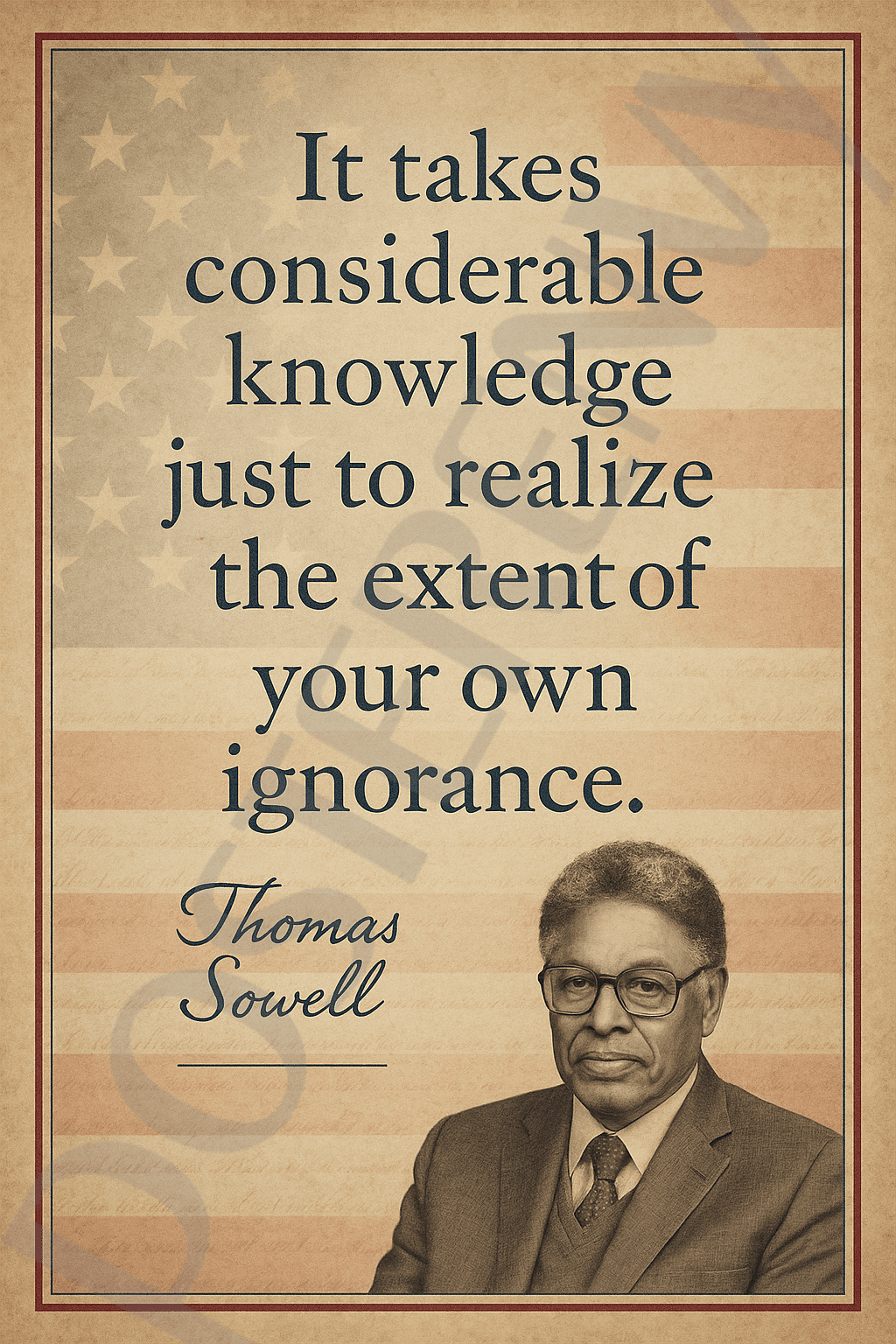 Thomas Sowell Famous Quote Poster – "Considerable Knowledge to Realize ...