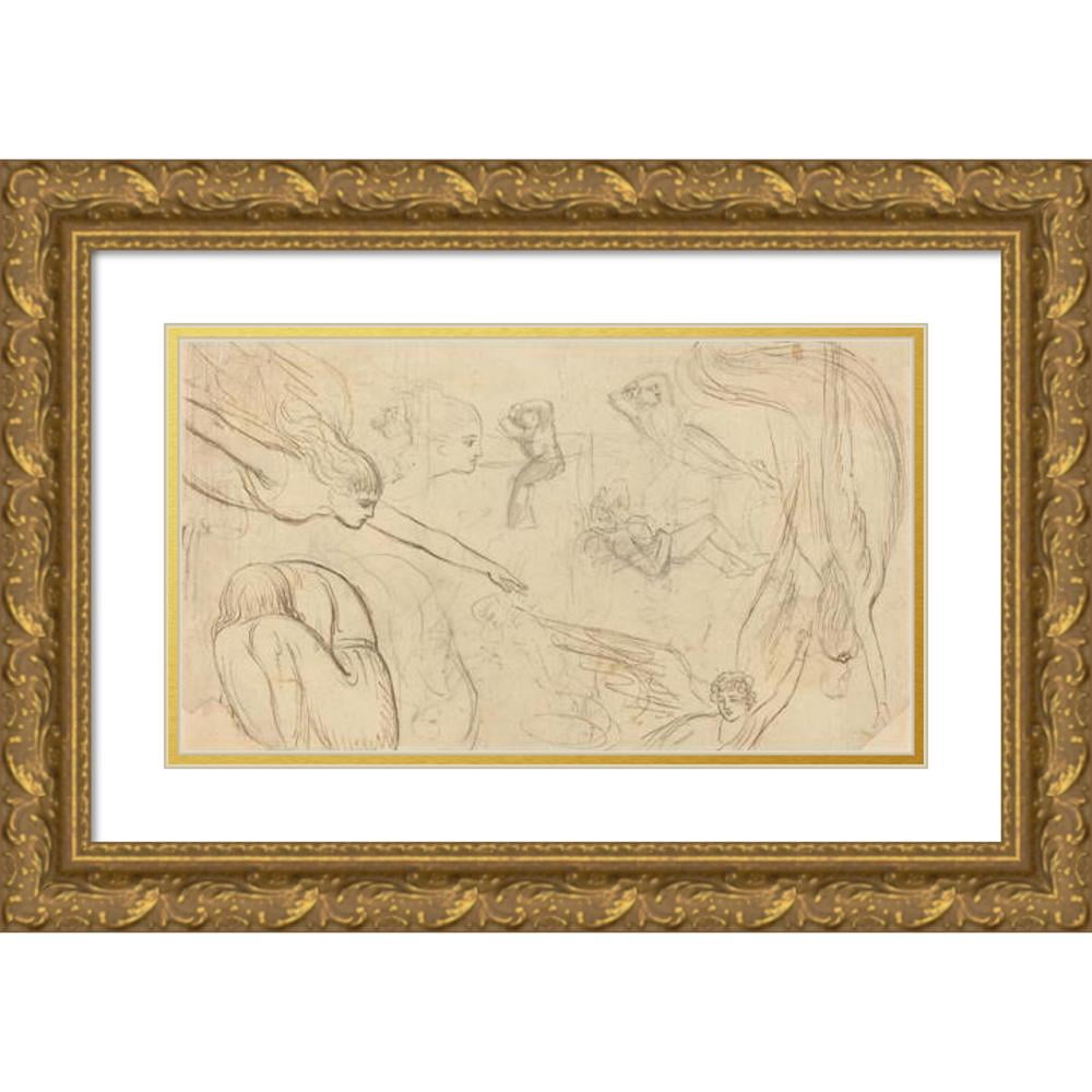 Thomas Stothard 18x11 Gold Ornate Wood Frame and Double Matted Museum ...