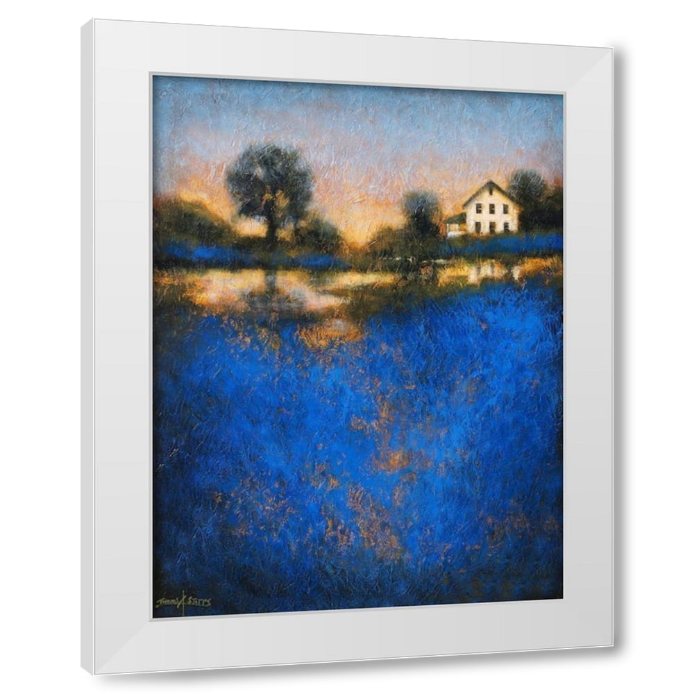 Thomas Stotts 4x14 White Modern Wood Framed Wall Art Titled - Blue ...