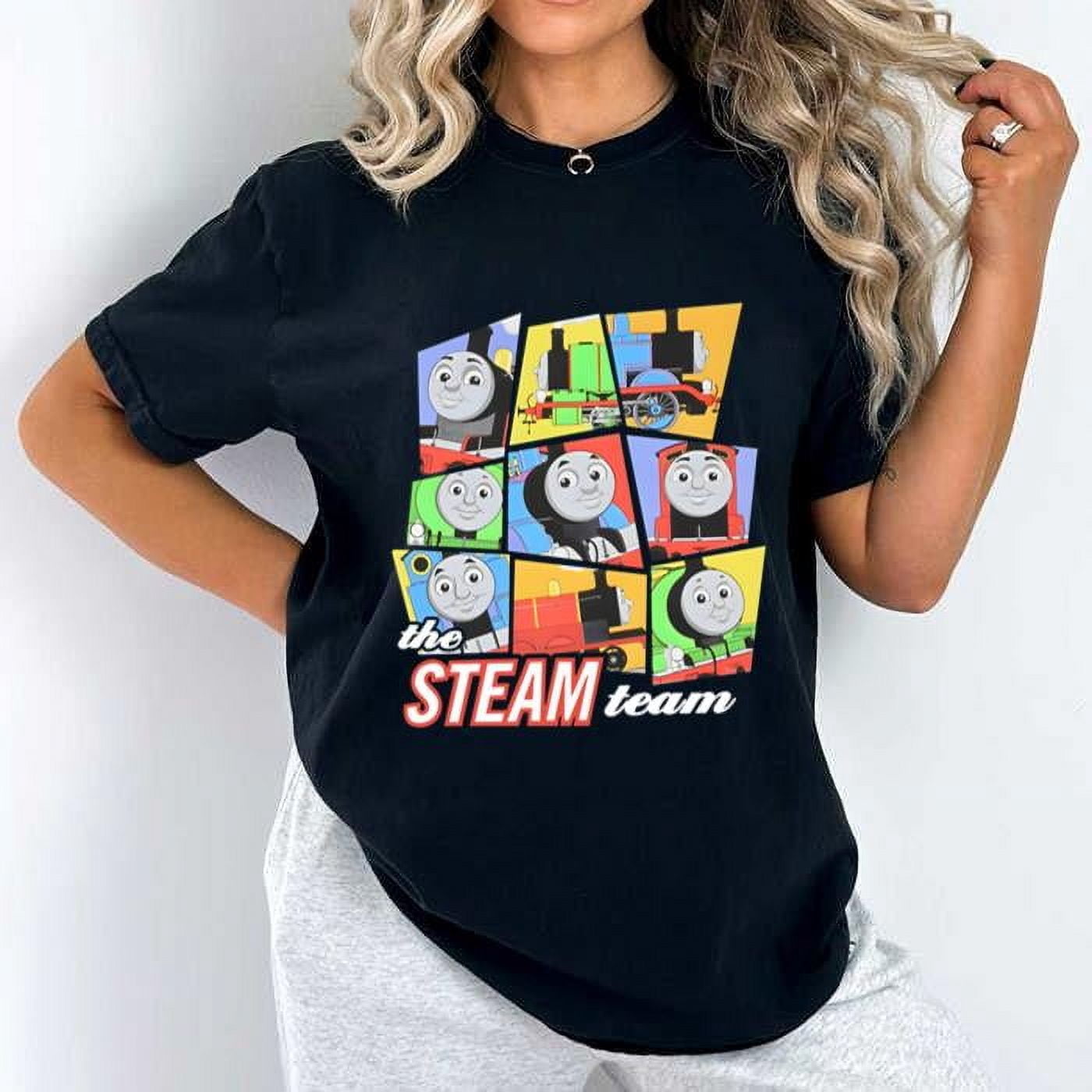 Thomas The Train Steam Team Kids Show Black Engine Fan Comfort Color T ...