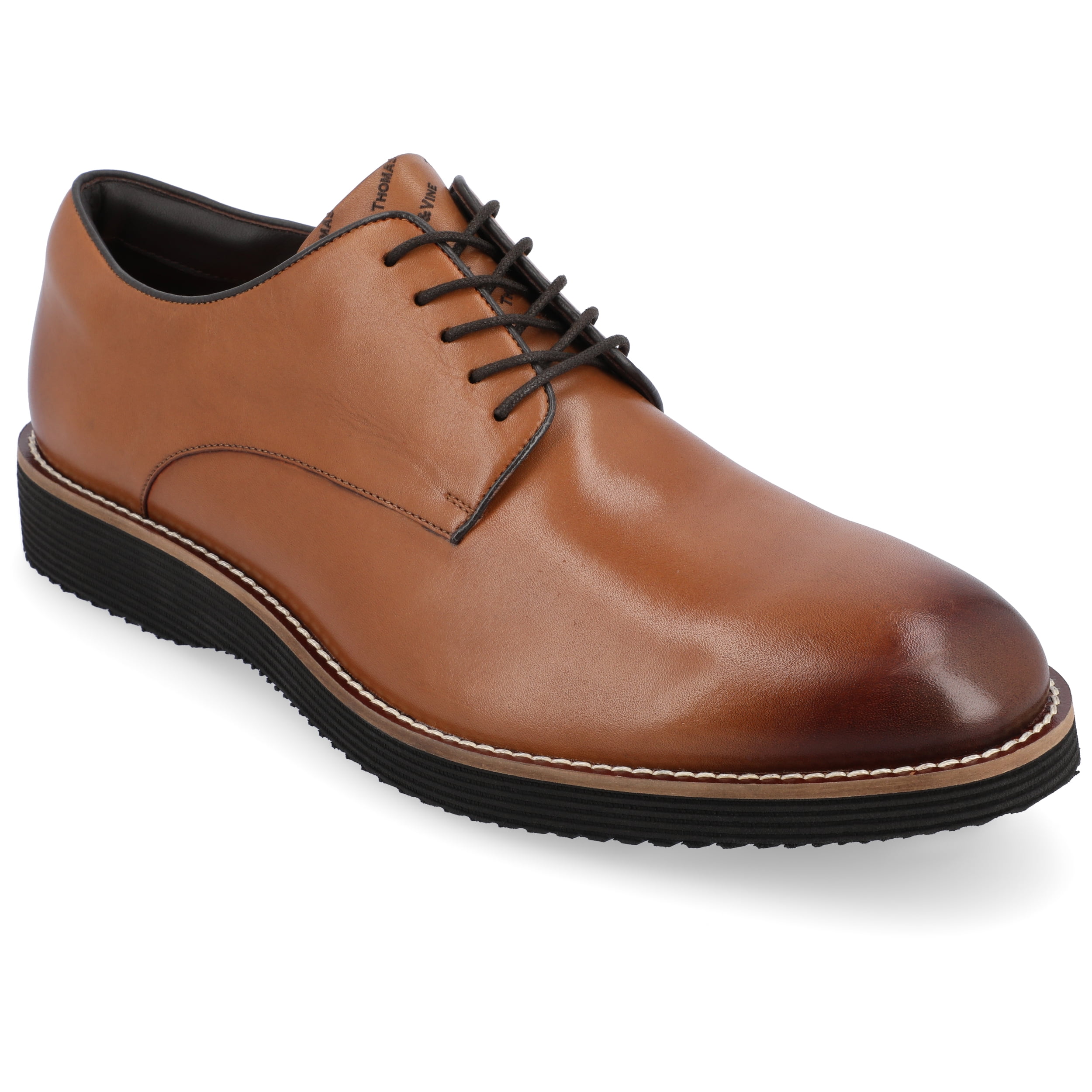 Thomas & Vine Mens Latimer Plain Toe Lace-up Derby Dress Shoe - Walmart.com