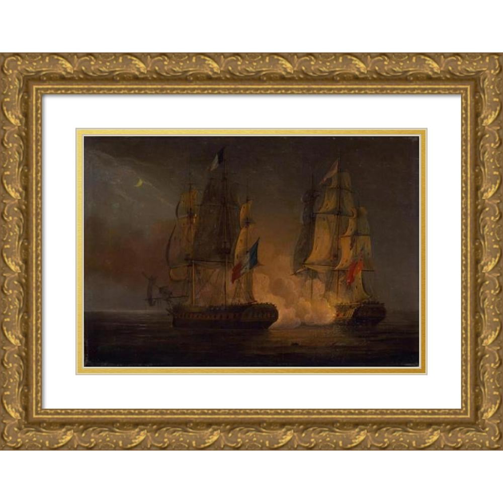 Thomas Whitcombe 18x14 Gold Ornate Wood Frame and Double Matted Museum ...