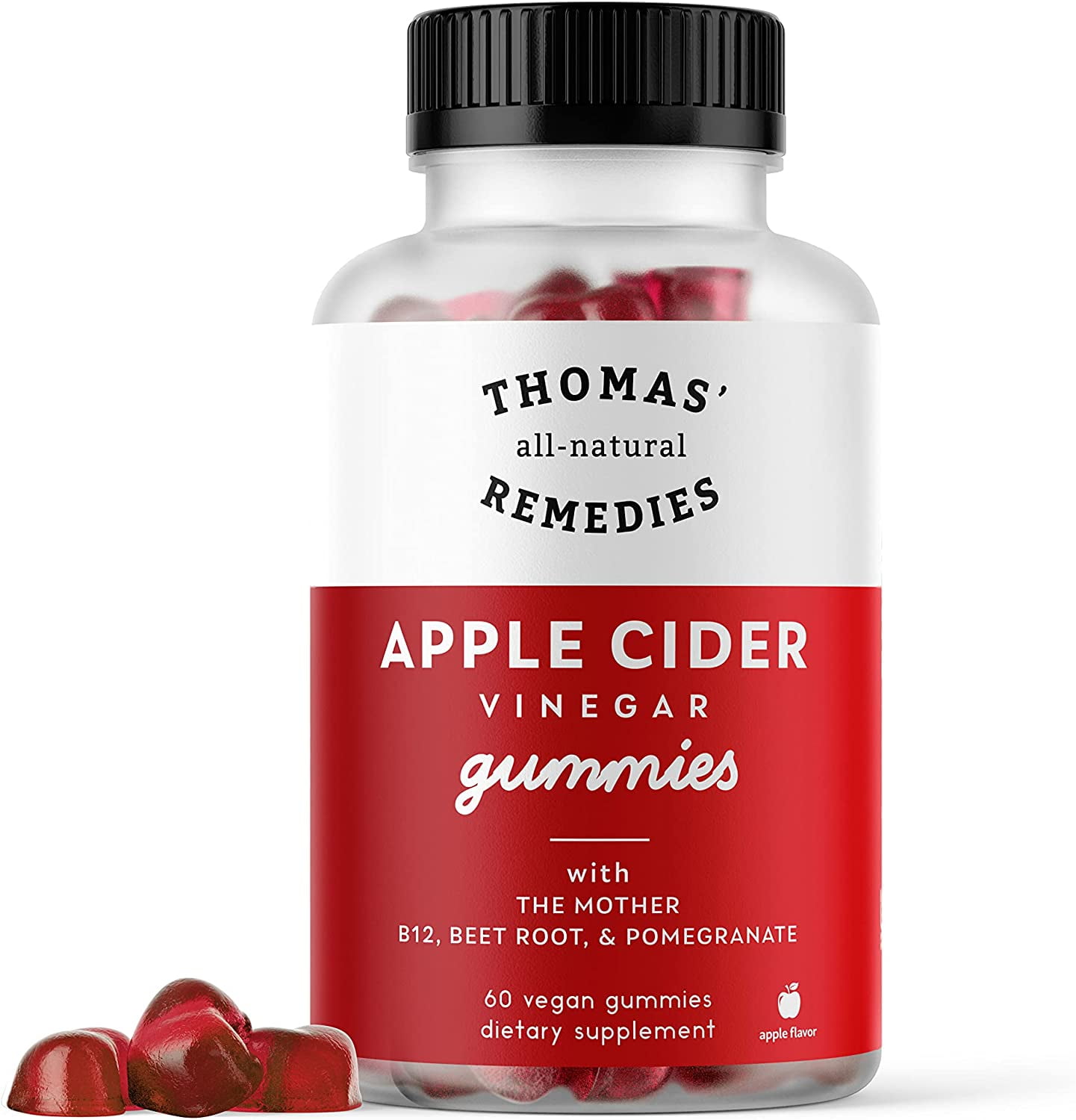 Thomas' all-natural Remedies Apple Cider Vinegar Gummy Vitamins - 60ct- B12, B9, Beet Root ...