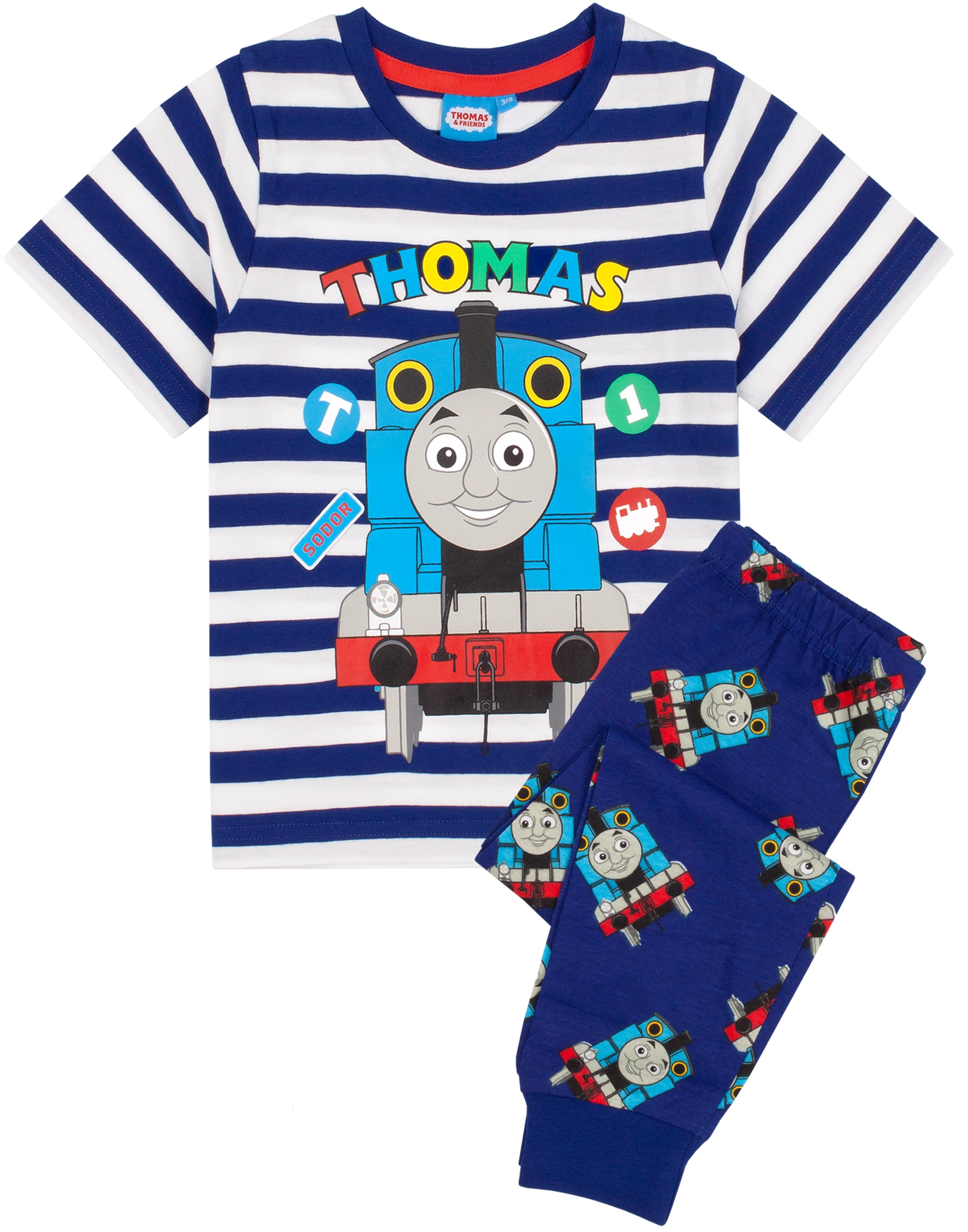 Thomas and Friends Boys Blue Short Sleeve Long Leg Pyjama Set - Walmart.com