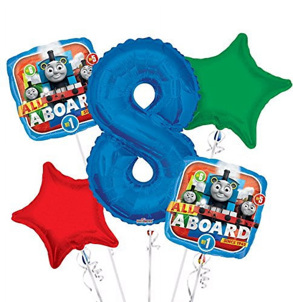 Thomas the Tank Balloon Bouquet 8th Birthday 5 pcs - Party Supplies ...
