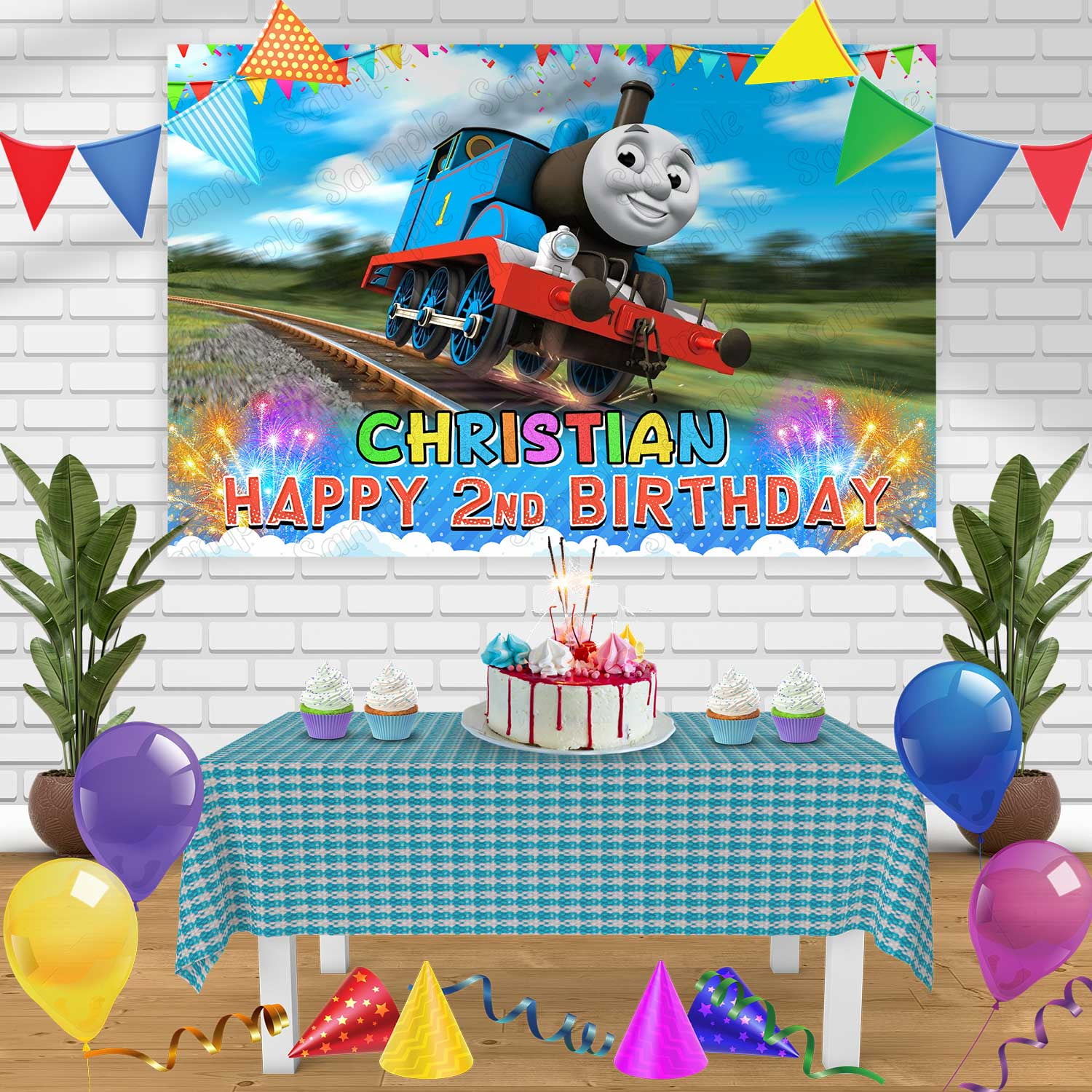 Thomas the Train Birthday Banner Personalized Party Backdrop Decoration ...