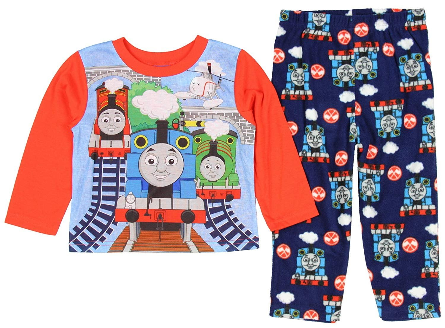 Thomas the Train Toddler Boys' Long Sleeve Top with Fleece Pants Pajama ...