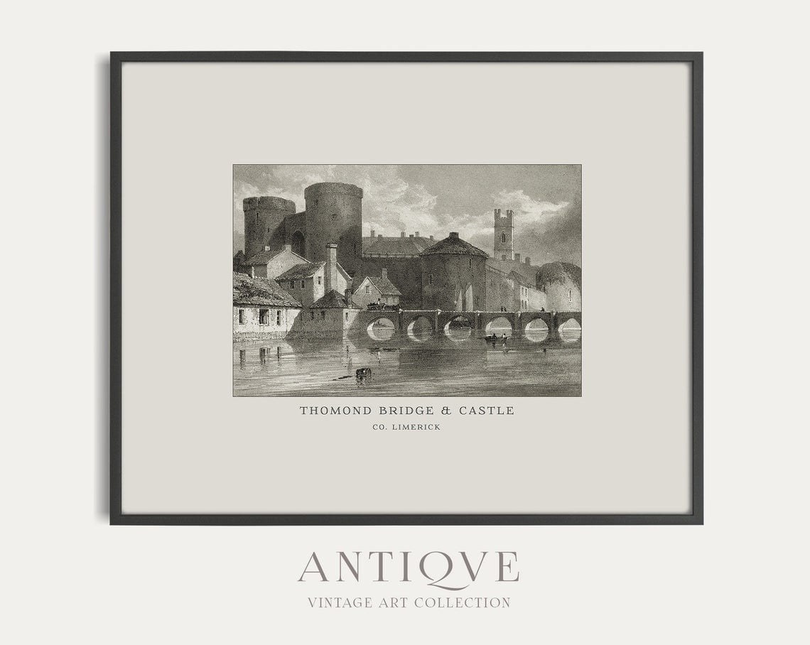 Thomond Bridge & Castle In Limerick, Ireland, Vintage Engraving From ...