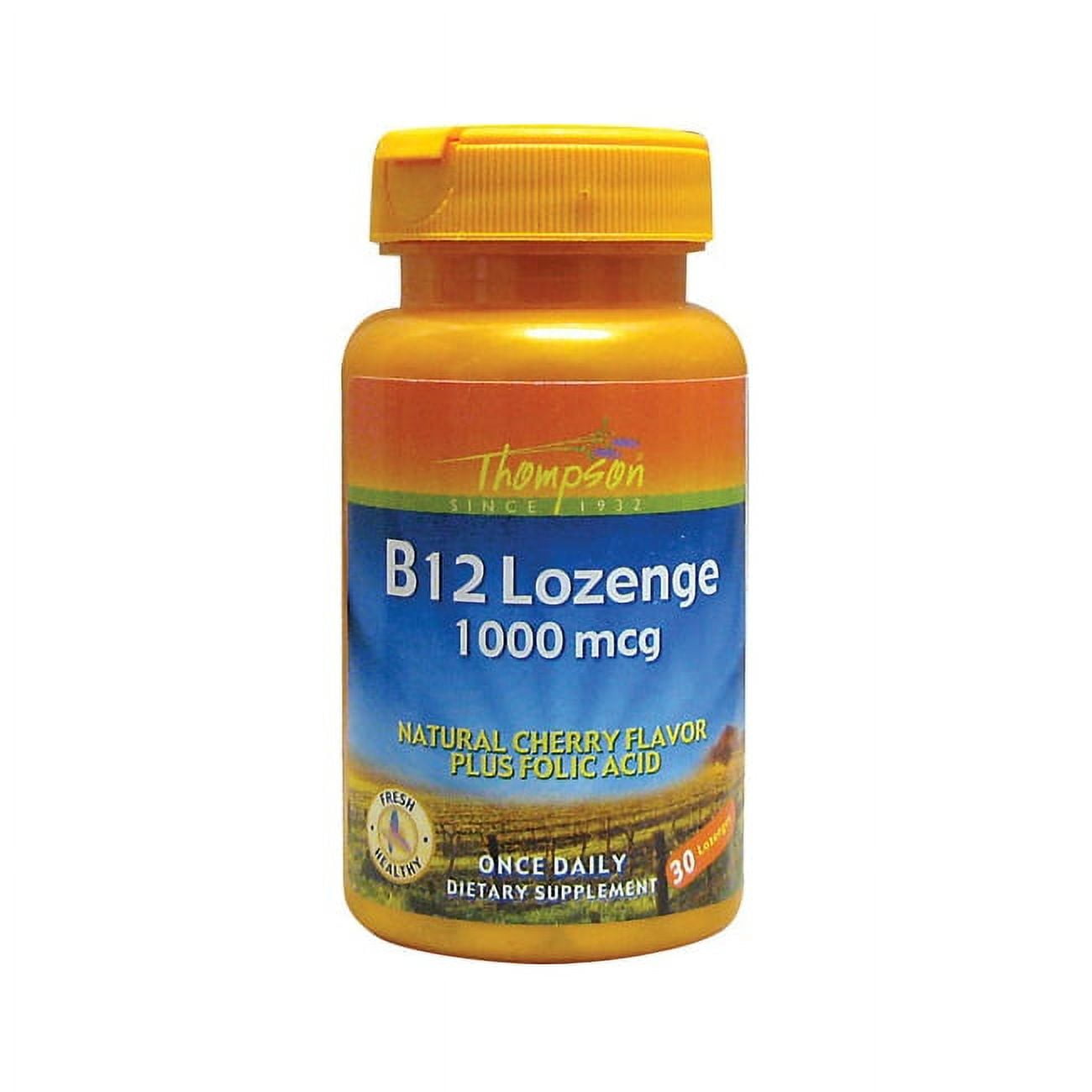 Thompson Nutritional B12 1000mcg Plus Folic Acid 30 Lozenge - Walmart ...
