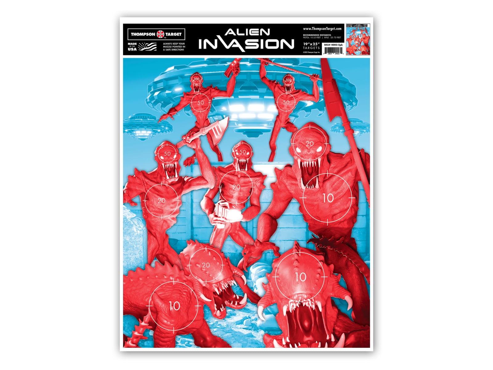 Thompson Target Alien Invasion 19x25in Game Targets, 20 Pack, Multi, XL ...