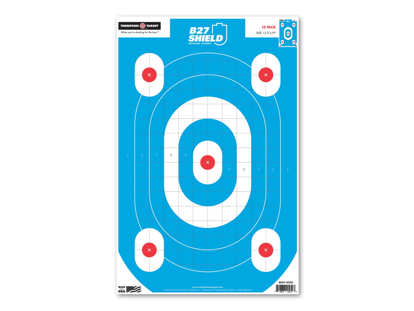 Thompson Target B27 Shield 12.5x19in Gun Training Shooting Targets, 30 ...