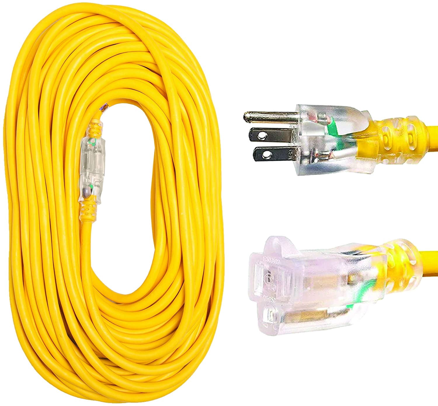 Thonapa 100 Foot Outdoor Extension Cord - 12/3 Heavy Duty Yellow ...