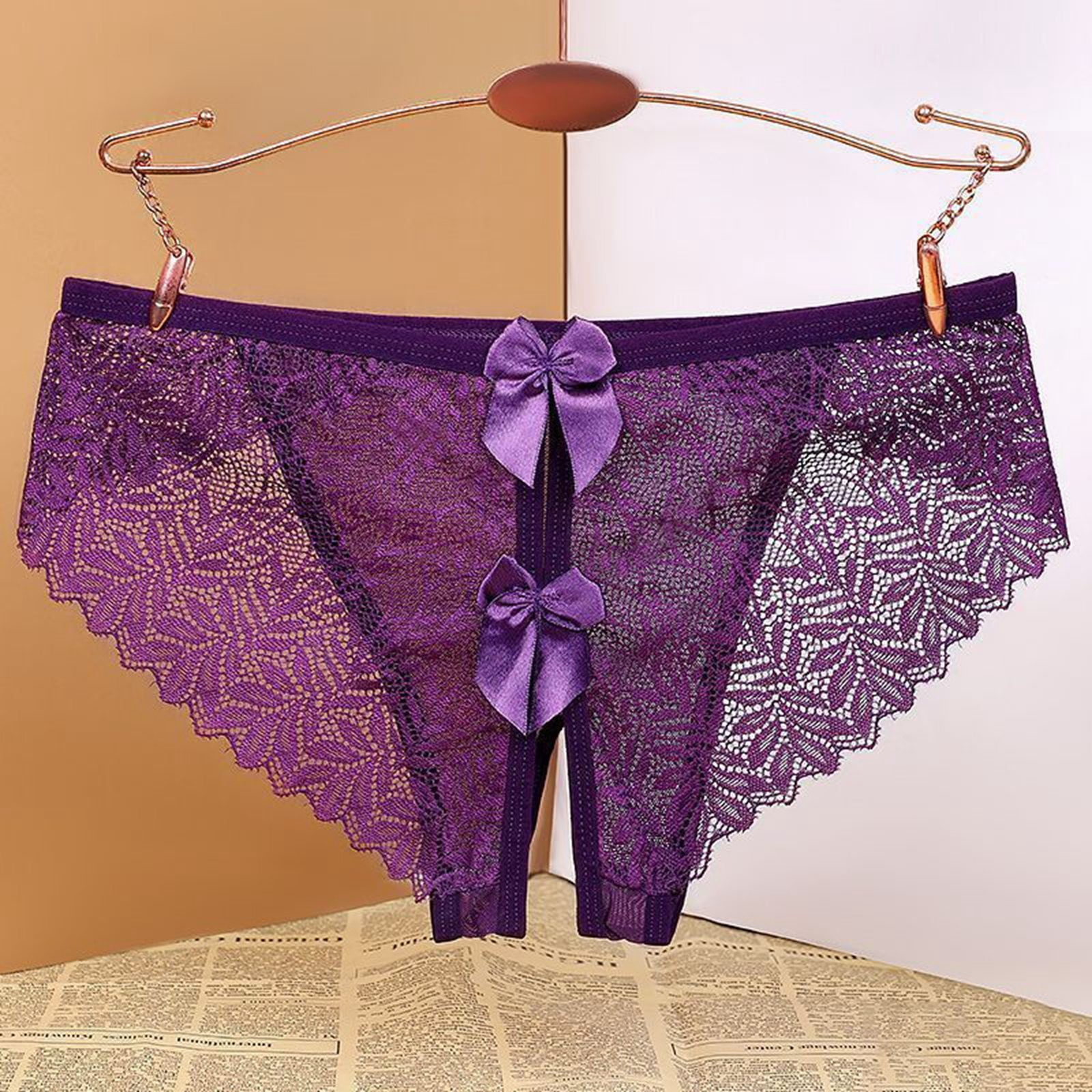 Thongs for Women Low Rise Lace Thongs Cut out Mesh Underwear Crotchless ...