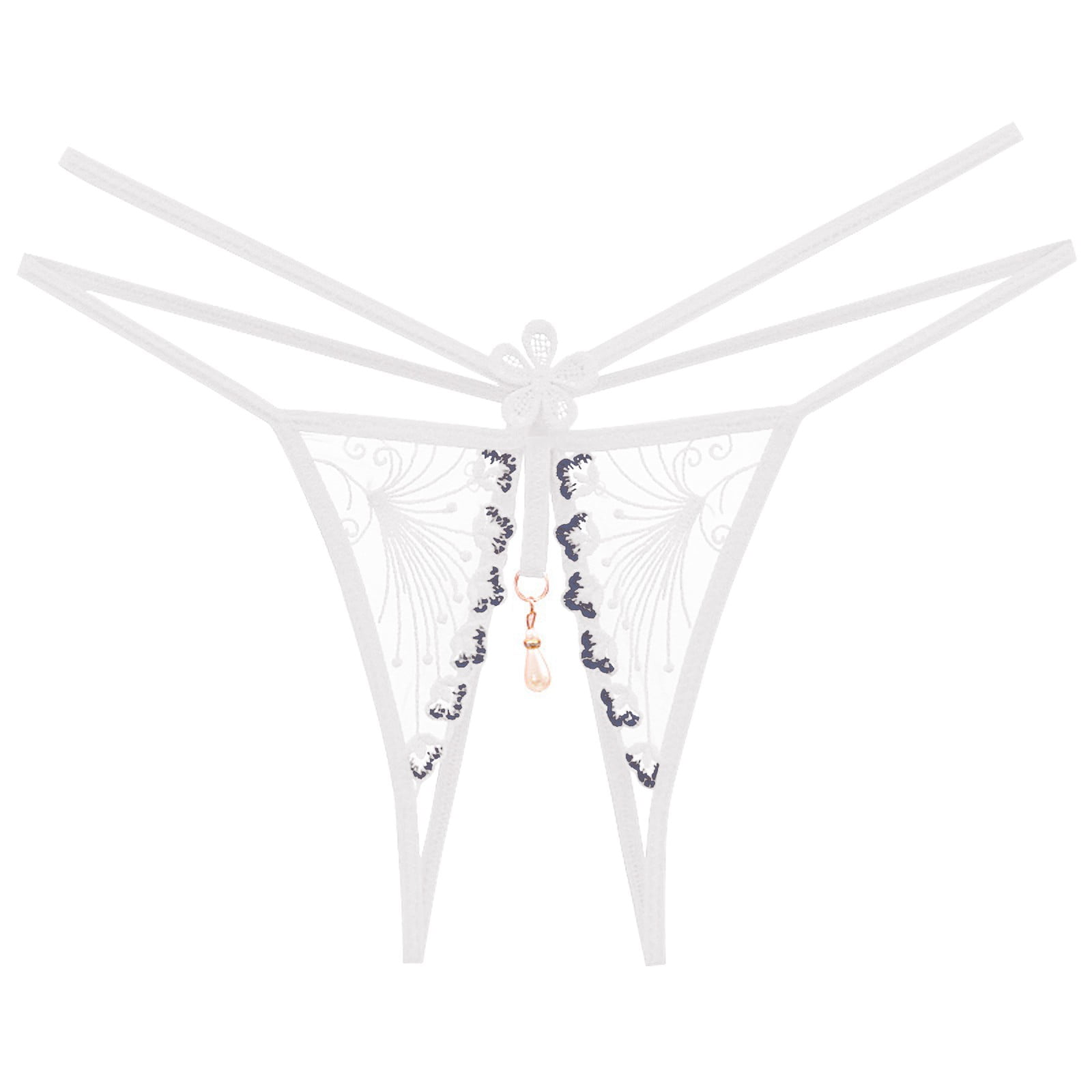 Thongs for Women Micro Thongs for Women White Sheer Thong Pearl Panty ...