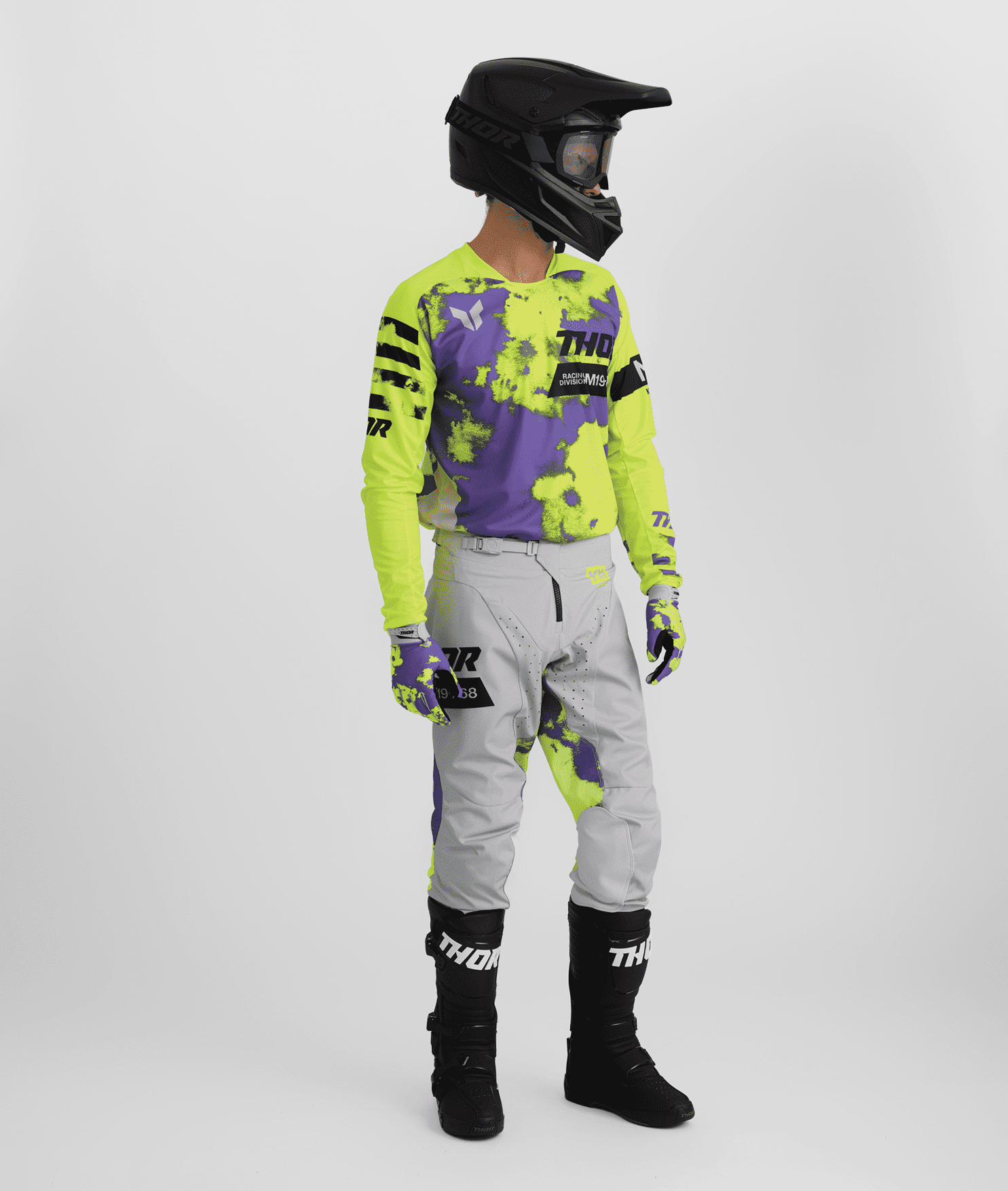 Thor 2026 Launchmode Bleach Gray/Acid Motocross Offroad Jersey Pant ...