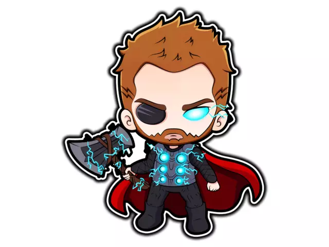 Thor And Stormbreaker Chibi Waterproof Sticker Phone Decal Water Bottle ...