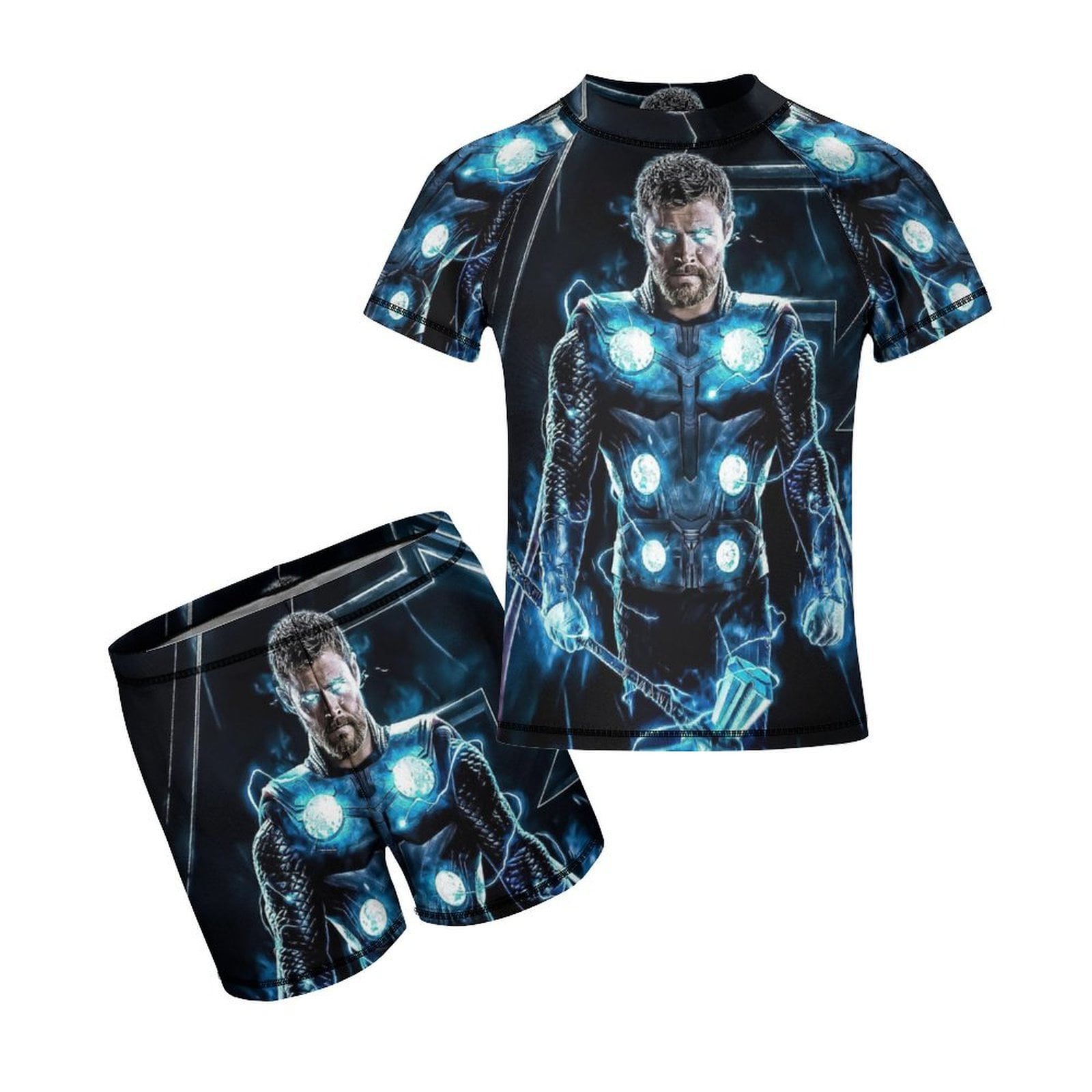Thor Boys 2-Piece Swimsuit Set, Short Sleeve Rash Guard & Swim Trunks ...