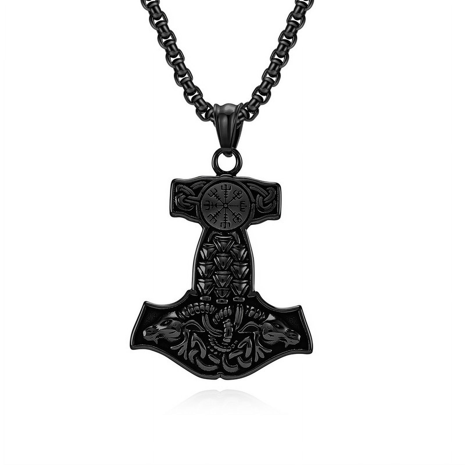 Thor Hammer Mjolnir Goat Norse Vegvisir Amulet 925 Serling Silver ...
