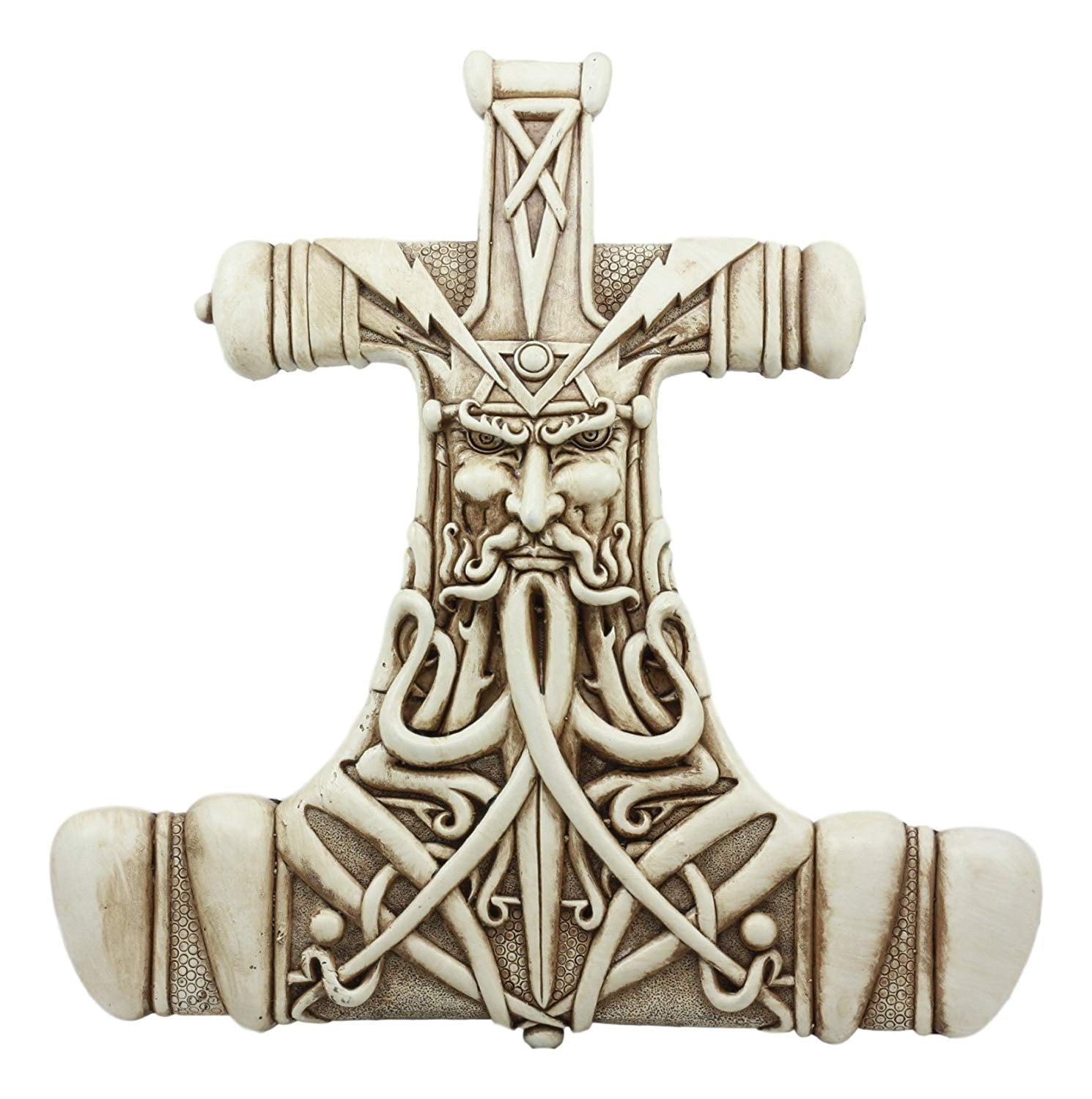 Thor Hammer Wall Decor Viking God Thor Bone Mjolnir Wall Plaque Thunder ...