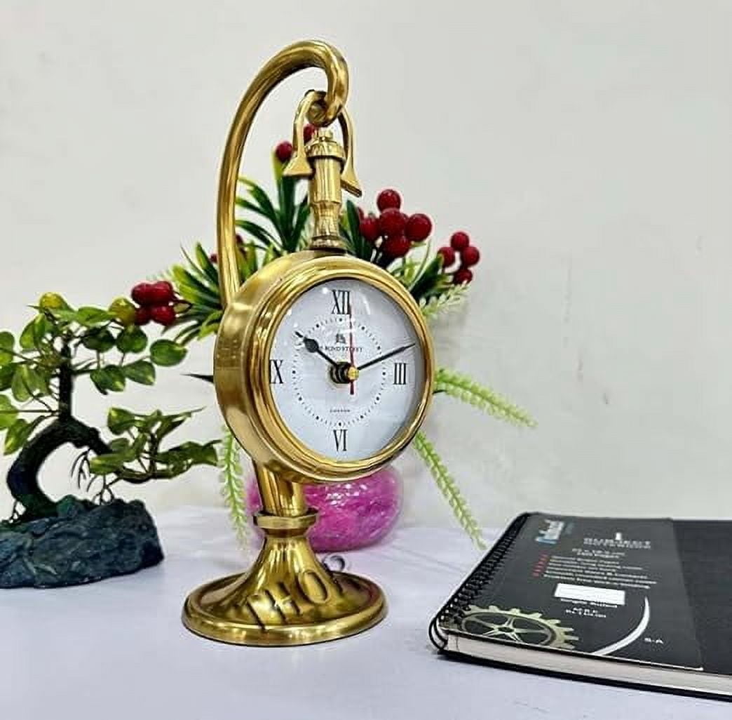 Thomson Handicraft Antique Brass Finish Stainless Steel Desk Clock ...