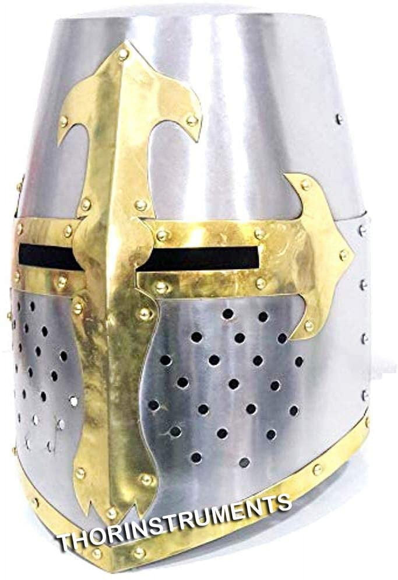 Thor Instruments Medieval Knight Armor Brass Crusader Helmet Medieval ...