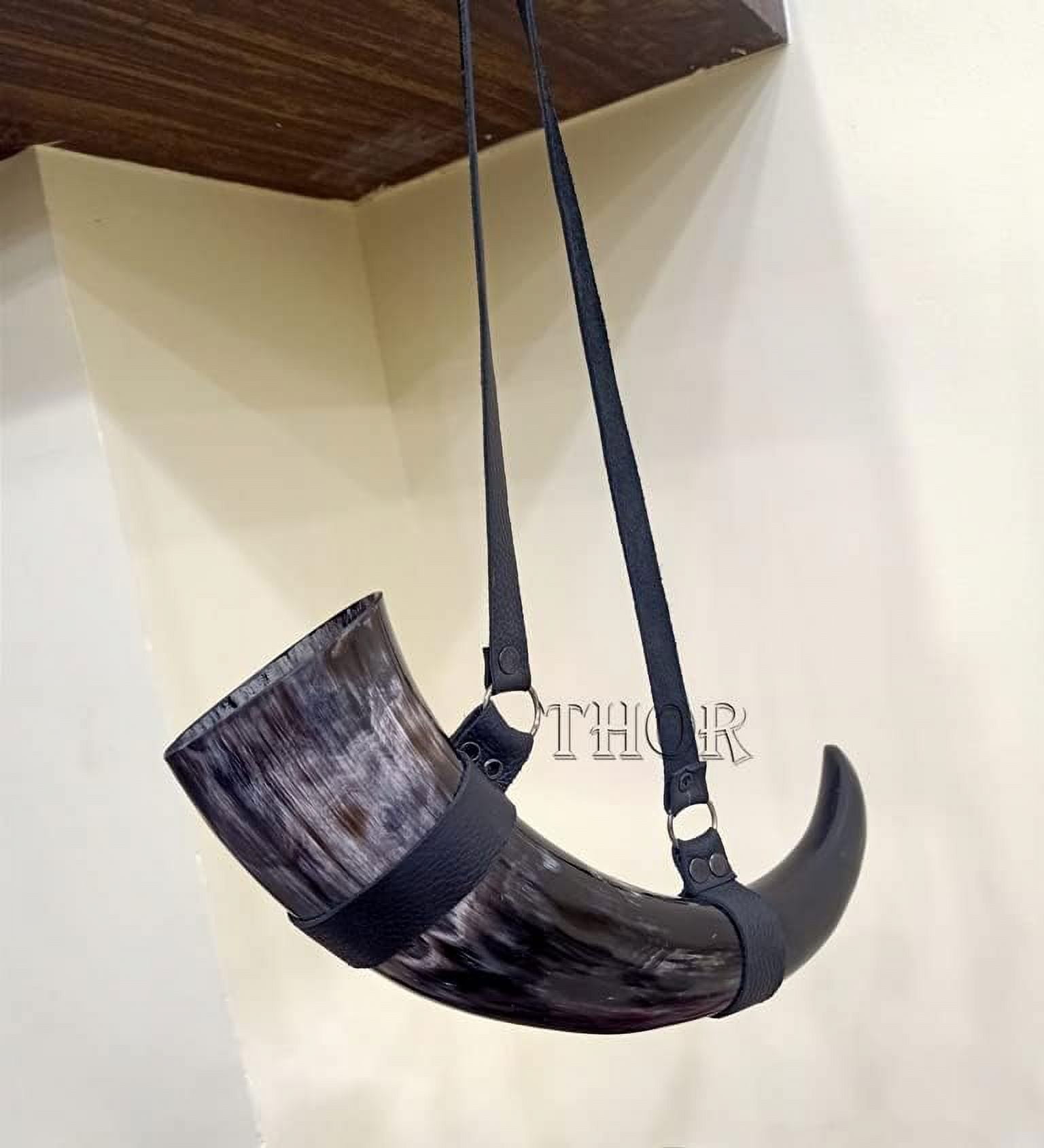 Thor Instruments Royal Viking Drinking Horn Mug with Black Leather Belt ...