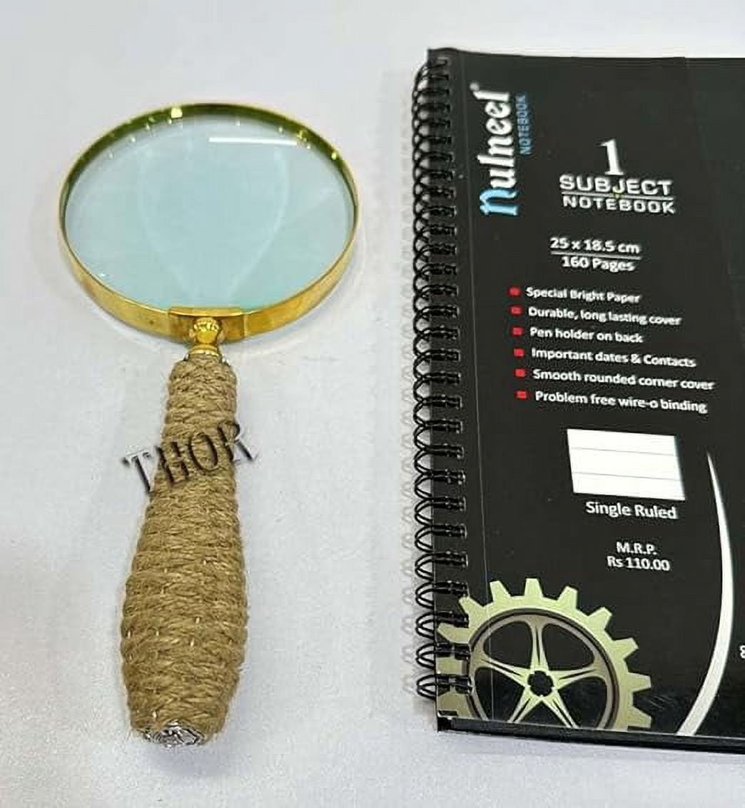 Thor Instruments Solid Brass Magnifying Glass w/Wood Handle Rope Handle ...