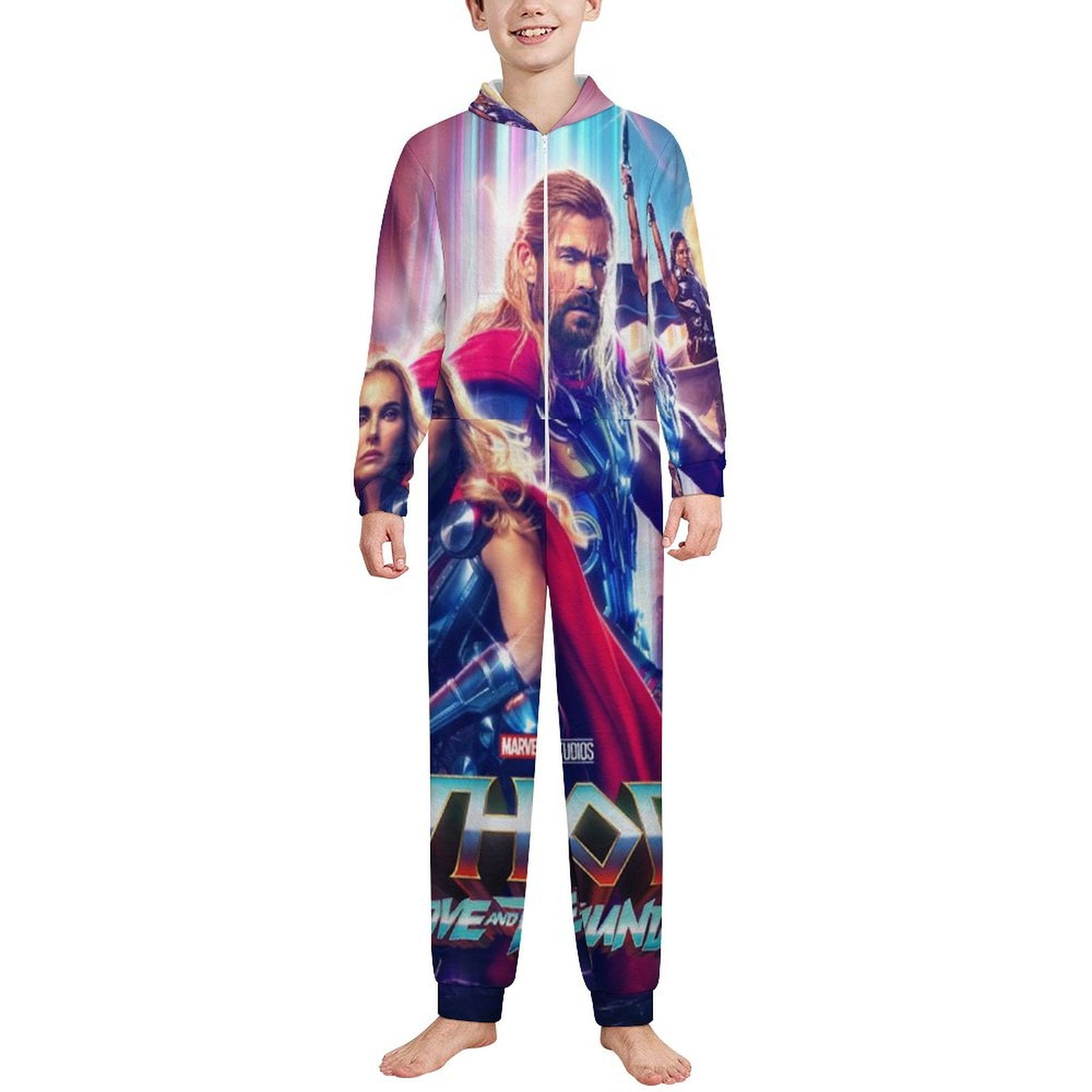 Thor Kids Pajamas One Piece Hooded Union Suit Onesie PJs Sleepwear for ...