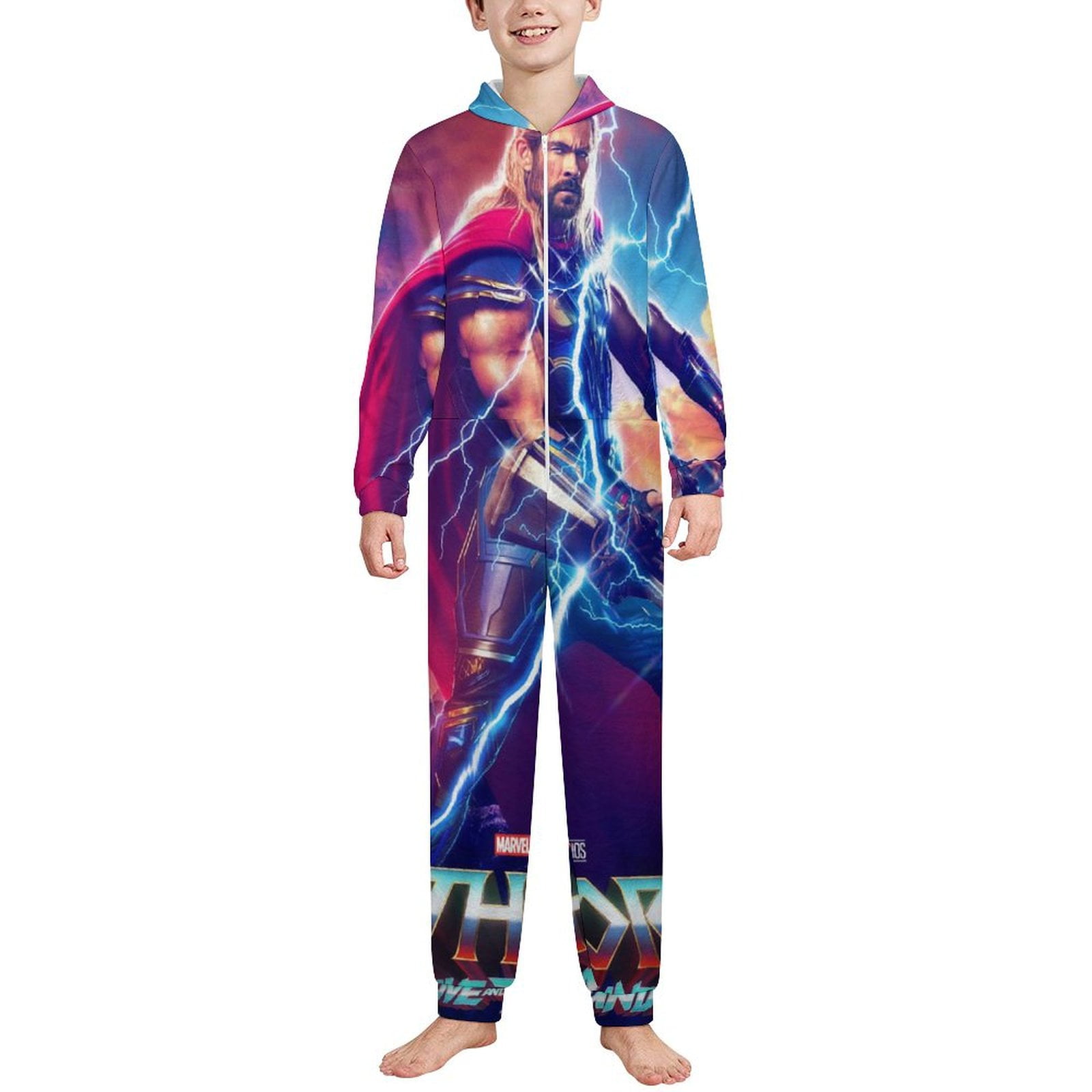Thor Kids Pajamas One Piece Hooded Union Suit Onesie PJs Sleepwear for ...