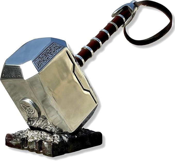 Thor Mjolnir Hammer 1:1 Replica Cosplay Prop Toy, Metal, with Standing ...