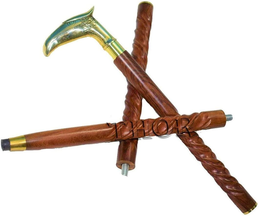 Thor Nautical Vintage Cane Walking Stick Brass Eagle Handle Unique ...