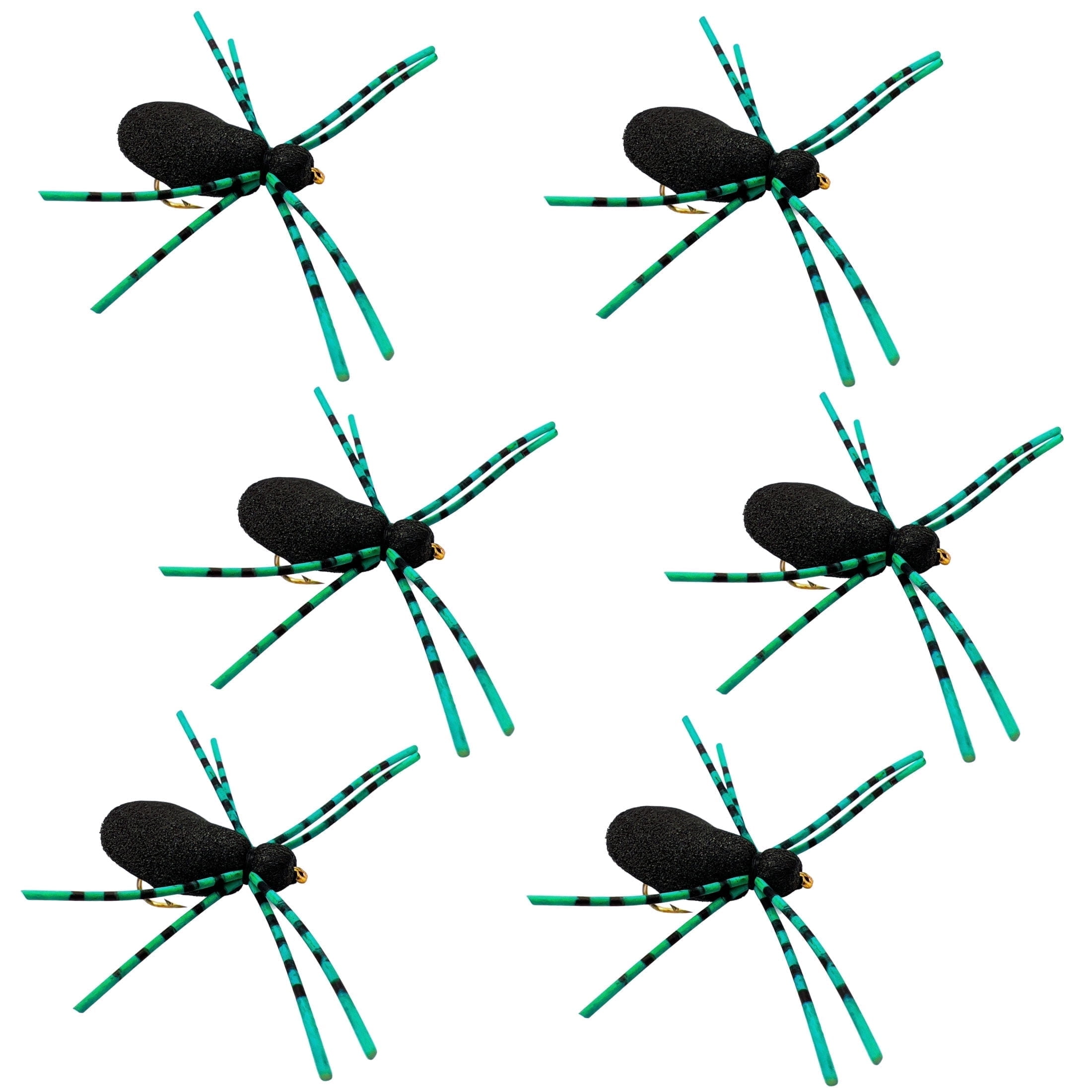 Thor Outdoor Foam Spider Fly Fishing Set – 6 Pc, Black-Green, Hook Size ...