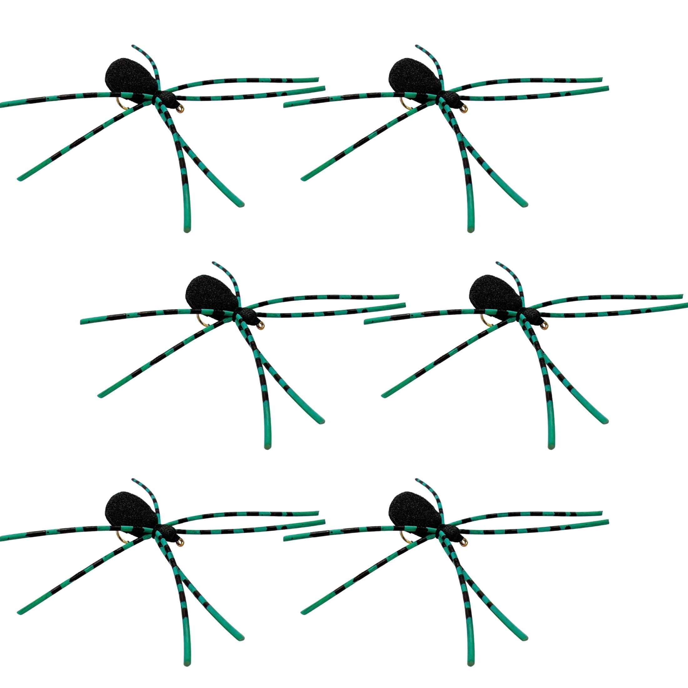 Thor Outdoor Foam Spider Fly Fishing Set – 6 Pc, Black-Green, Small and ...